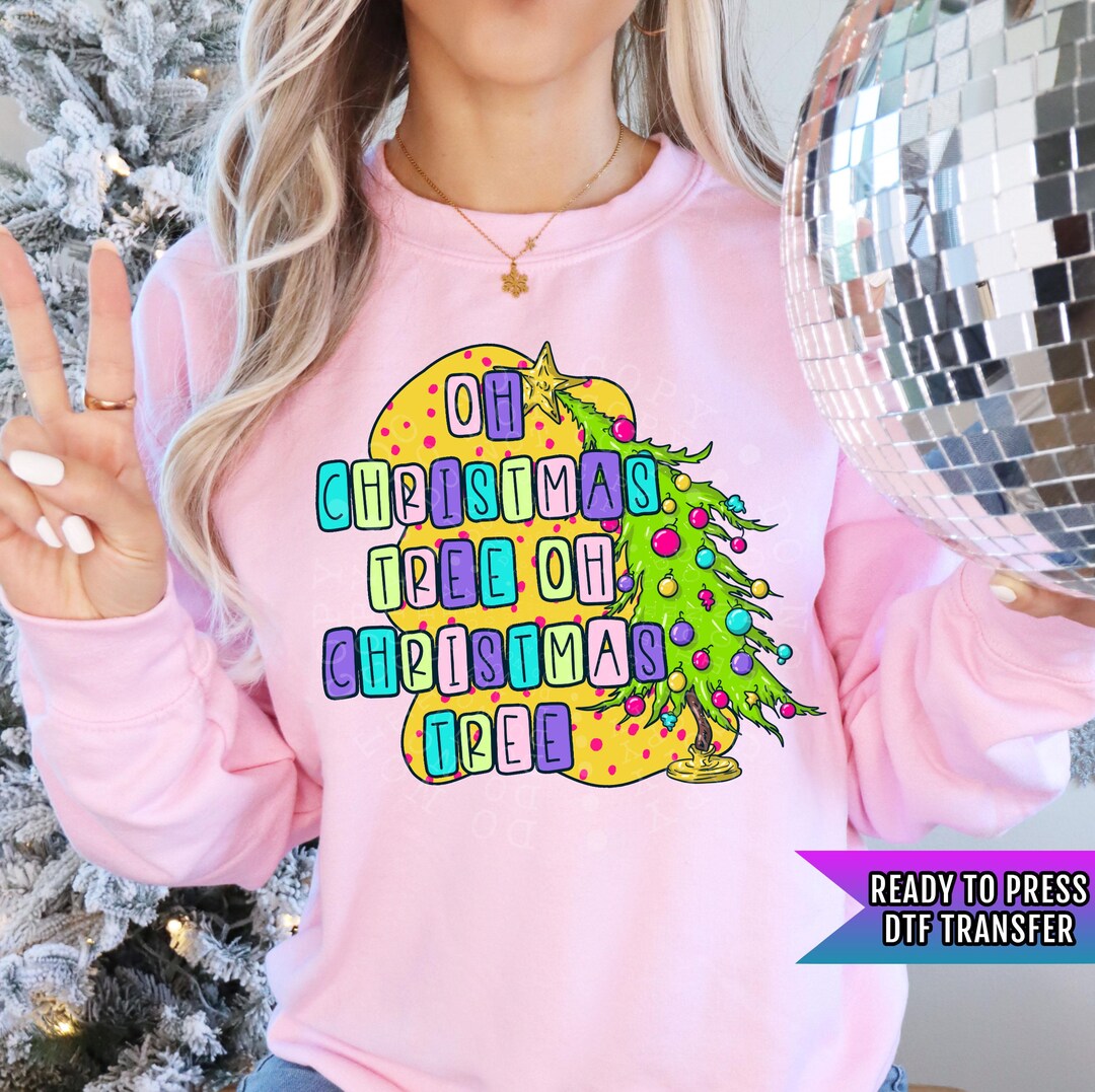 Oh Christmas Tree DTF Transfer Ready for Press, Merry Christmas DTF ...
