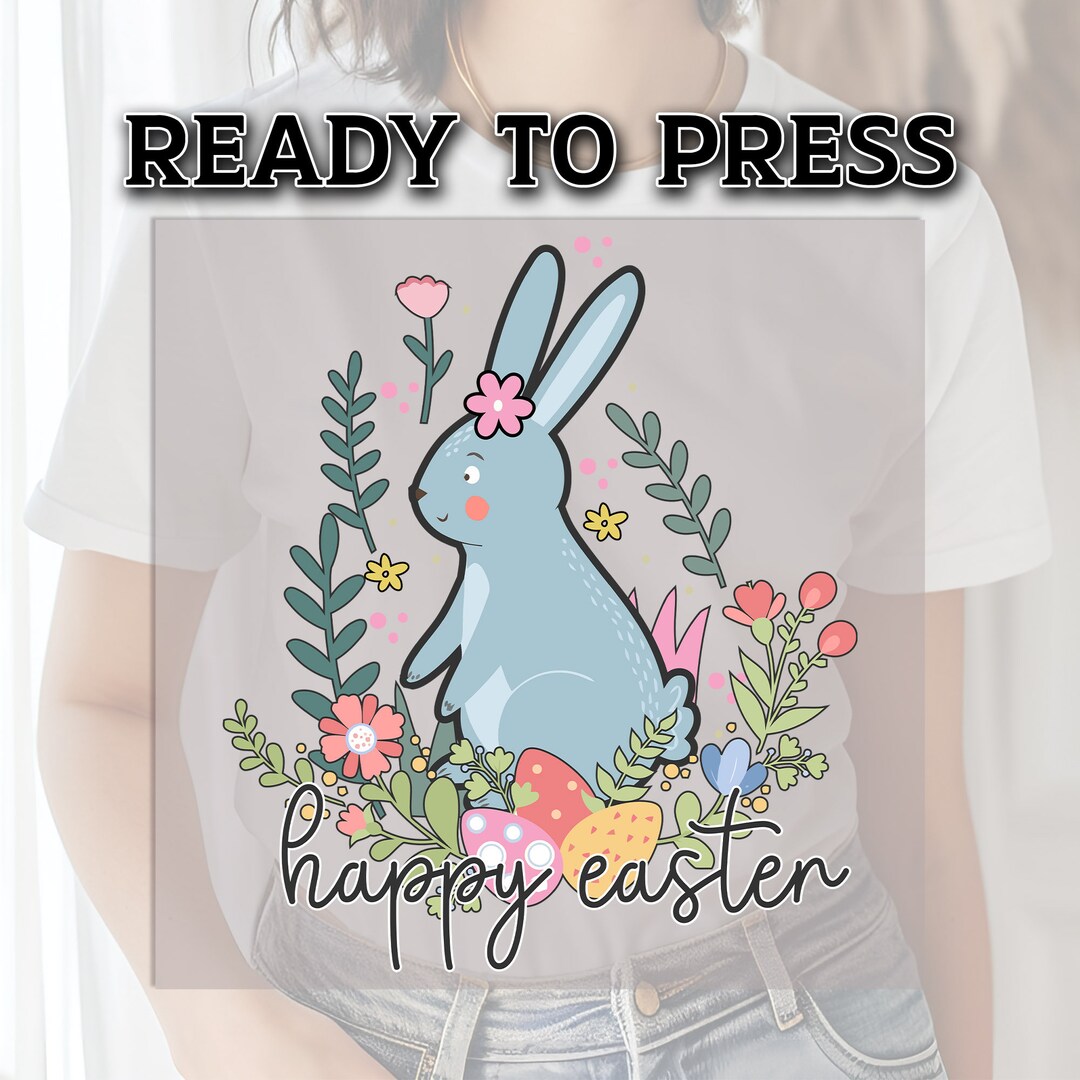 Easter Bunny DTF Transfer, DTF Transfer Ready for Press, Easter Rabbit ...