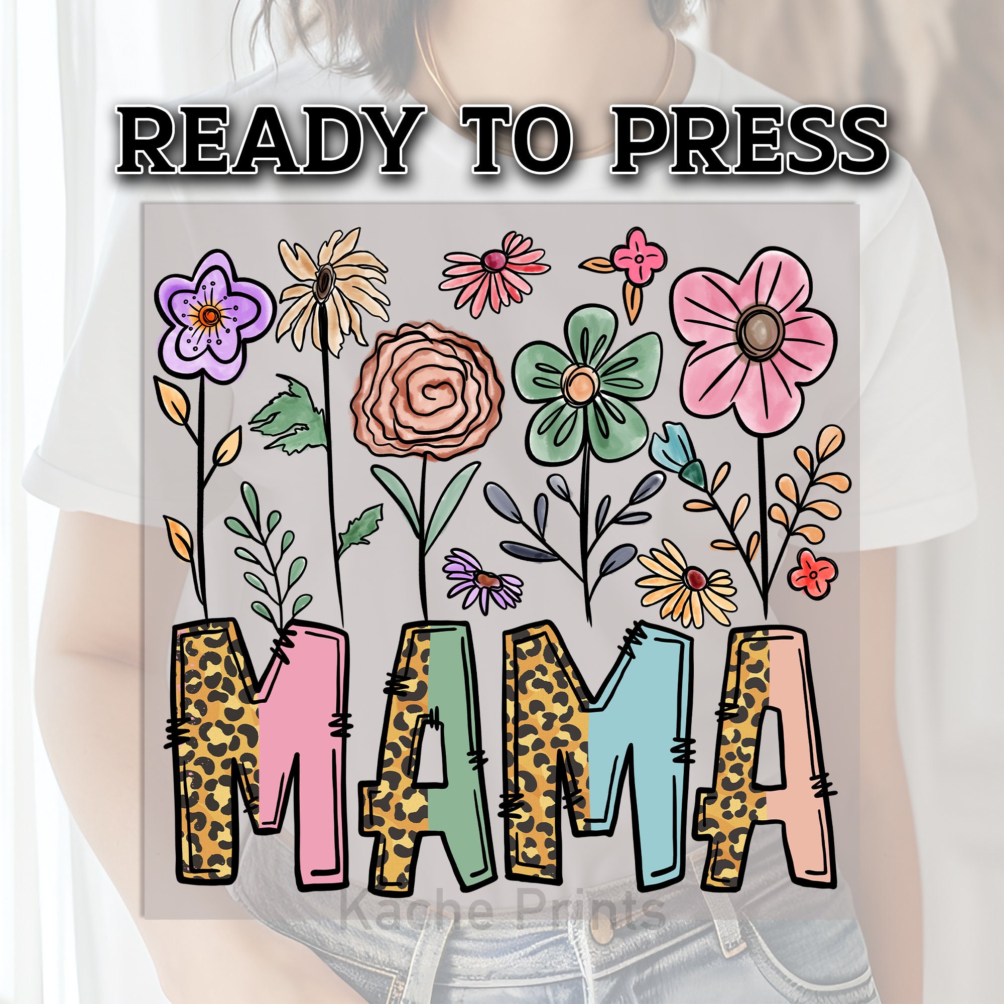 Floral Mama DTF Transfer, Mama DTF Print, DTF Transfer Ready for Press ...