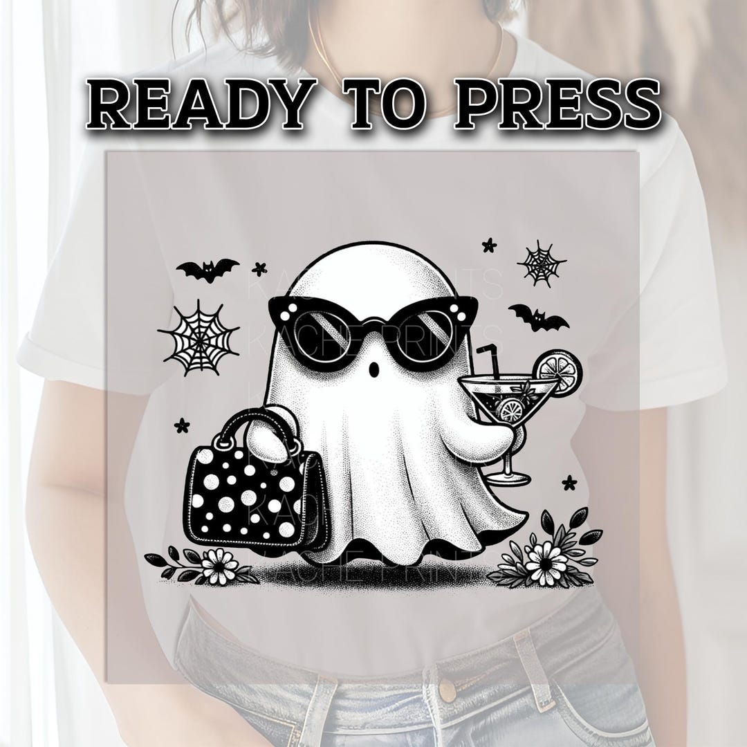 Ghost DTF Transfers, Halloween DTF Transfer Ready for Press, Girl Ghost ...