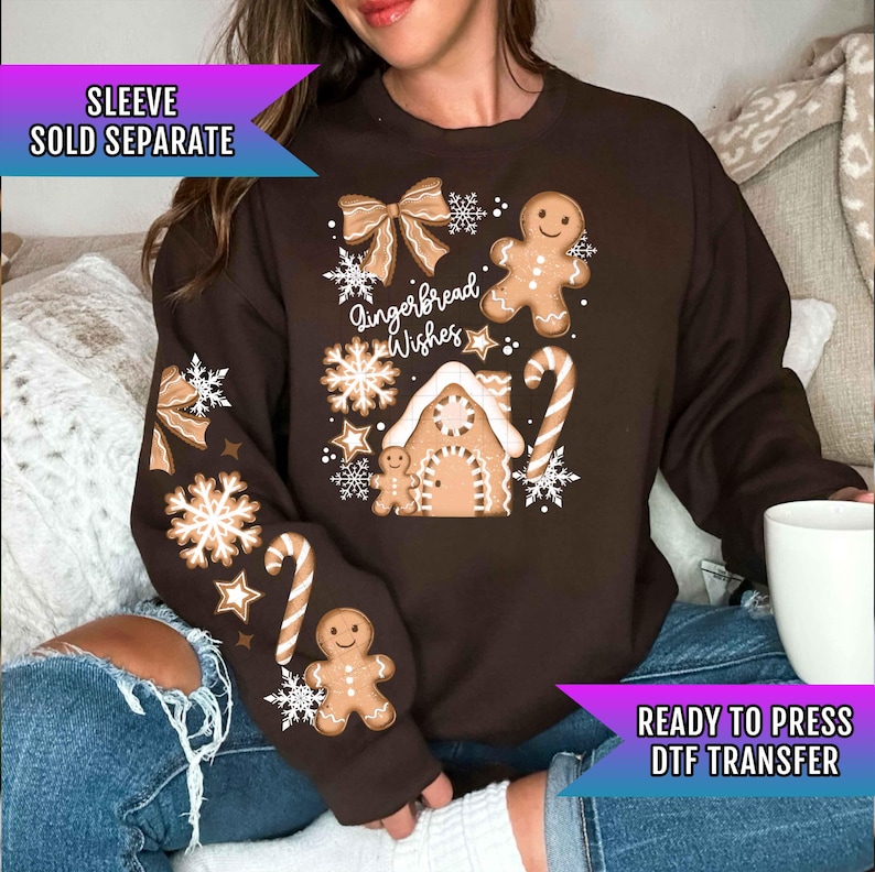 Gingerbread DTF Transfer Ready for Press, Christmas DTF Print, Heat ...