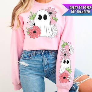 Cute Ghost DTF Transfers, Pink Ghost Dtf Transfer, Halloween DTF ...