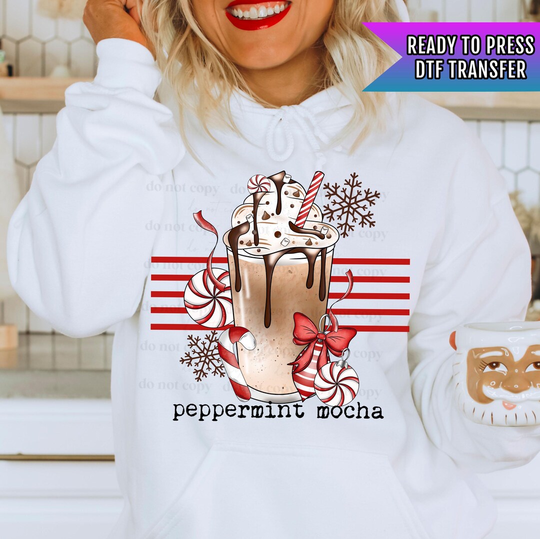 Peppermint Mocha DTF Transfers Ready for Press, Christmas DTF Prints ...
