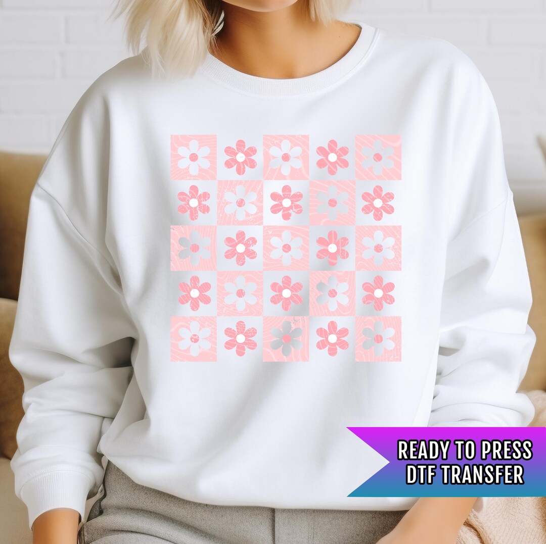 Pink Floral DTF Transfers Ready for Press, Floral DTF Print, Direct to ...