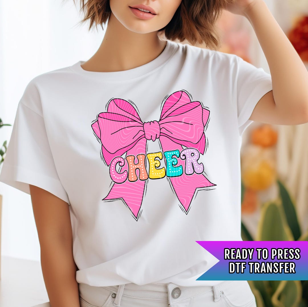 Cheer Bow DTF Transfers Ready for Press, Cheerleader DTF Print, Heat ...