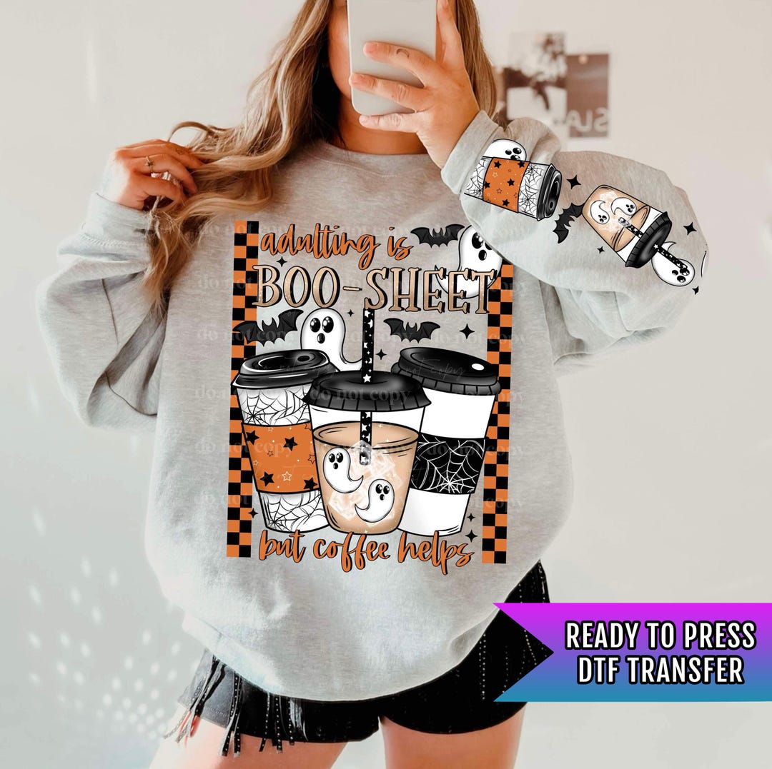 Ghost DTF Transfer, Halloween DTF Transfer Ready for Press, Coffee Dtf ...