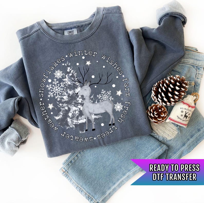 Winter Wishes DTF Transfers, Deer Dtf Prints, Winter DTF Transfers ...
