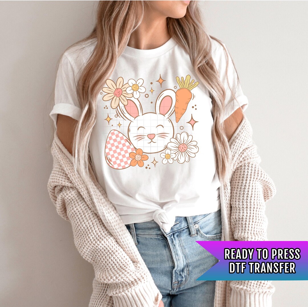 Easter Bunny DTF Transfer Ready for Press, Bunny Dtf Prints, Direct to ...