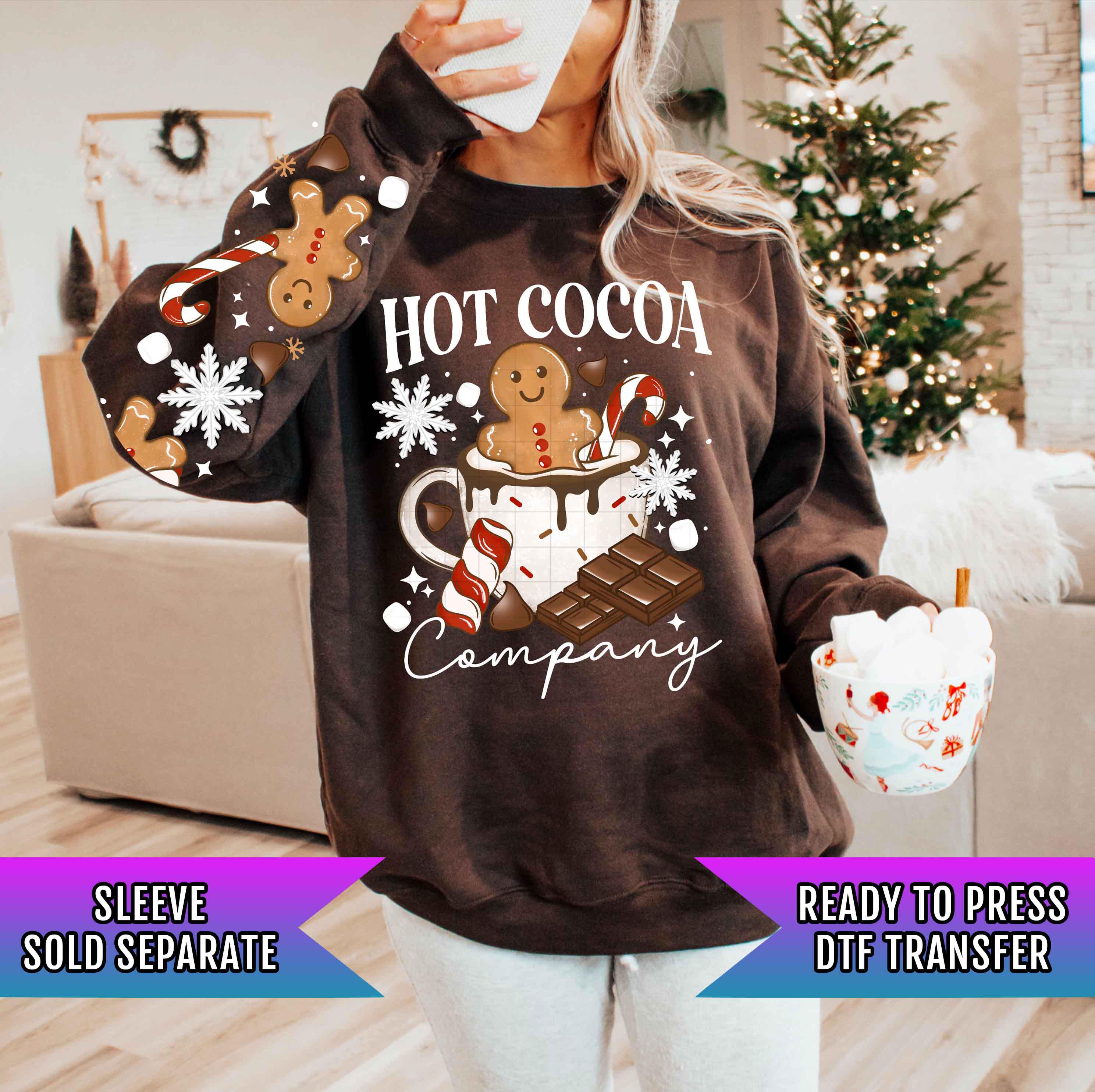 Hot Cocoa Company DTF Transfer Ready for Press, Christmas DTF Print ...