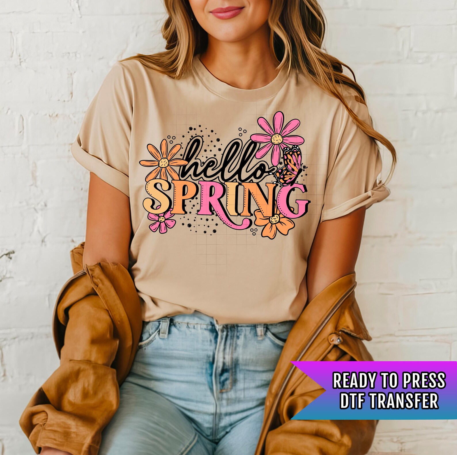 Hello Spring DTF Transfer Ready for Press, Spring Dtf Print, Direct to ...