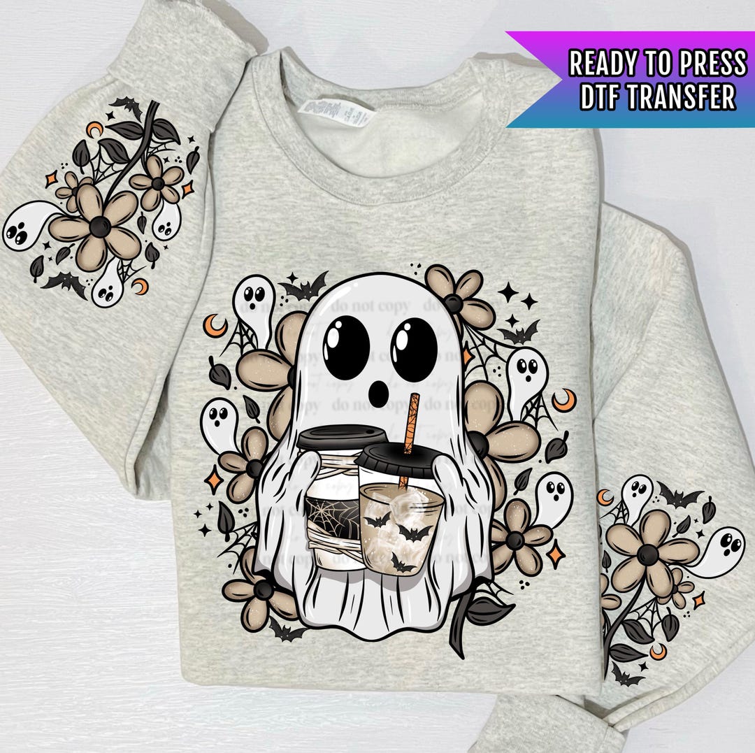 Cute Ghost DTF Transfers, Halloween DTF Transfer Ready for Press, Heat ...