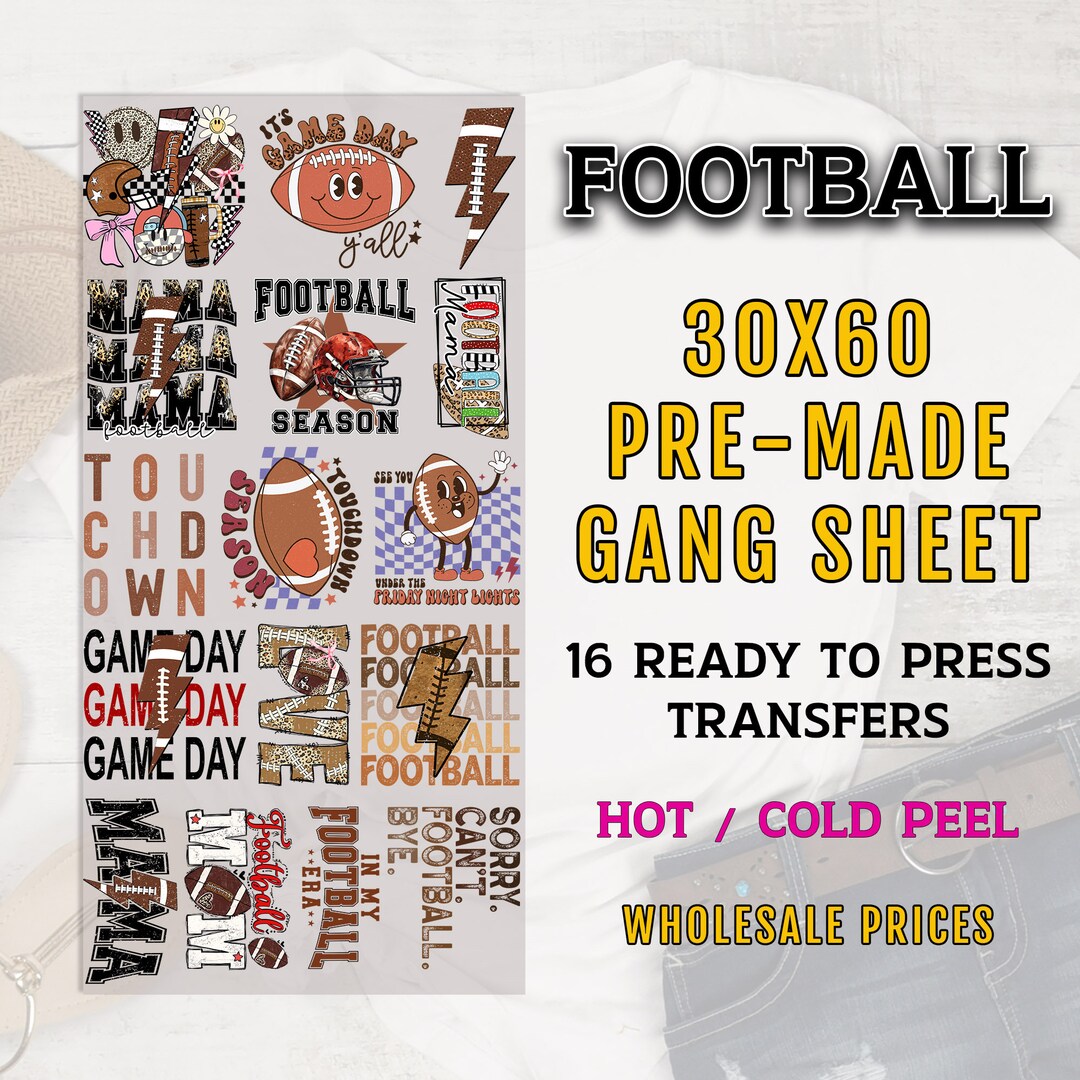Football DTF Transfer, Football Gang Sheet, DTF Transfer Ready for ...