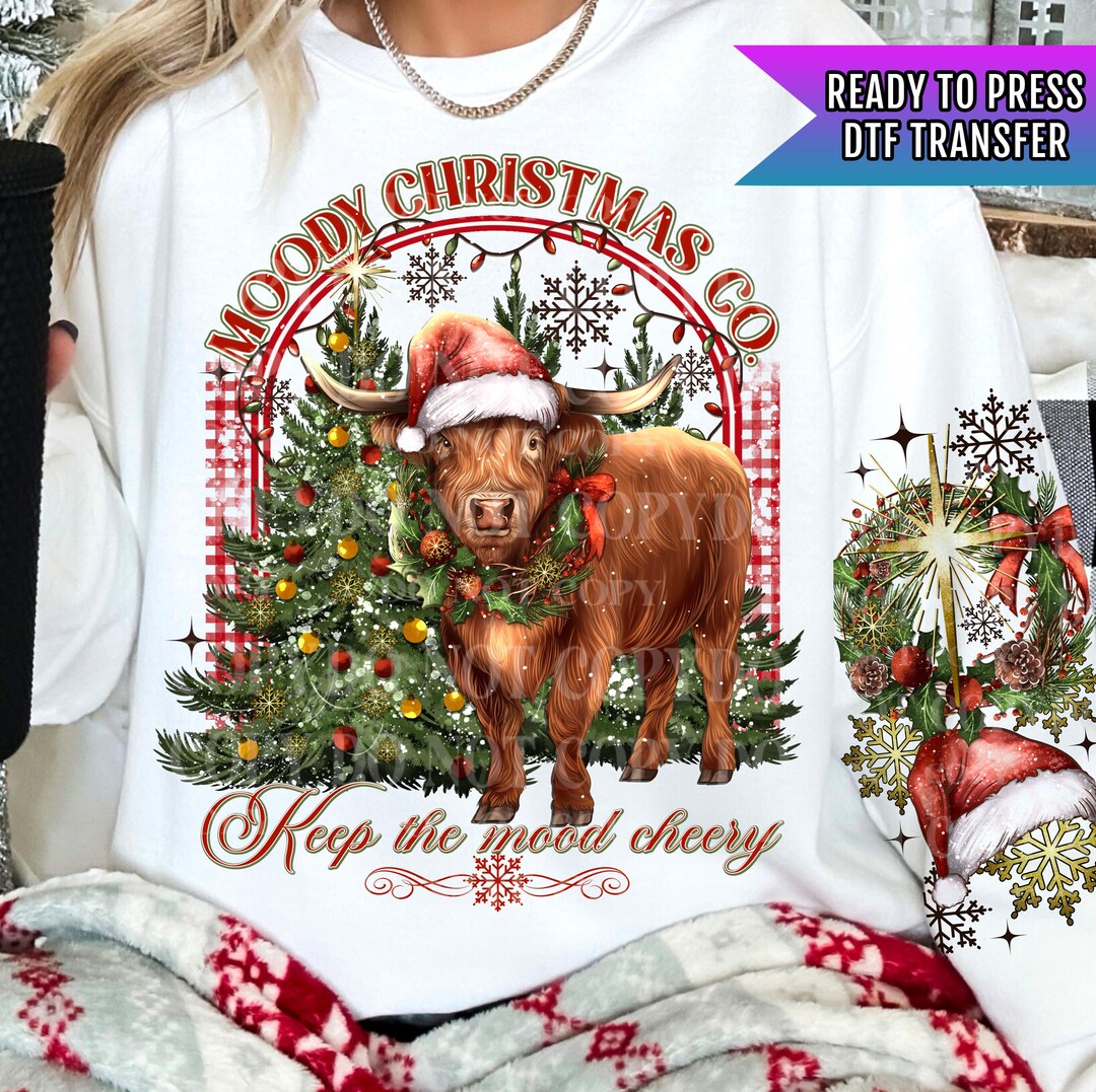 Moody Christmas CO DTF Transfer, Christmas DTF Transfer Ready for Press ...