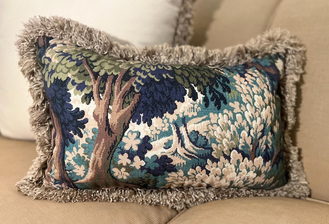 Forest Tapestry Pillow Cover: Moody Woodland Decor With Fringe in P ...