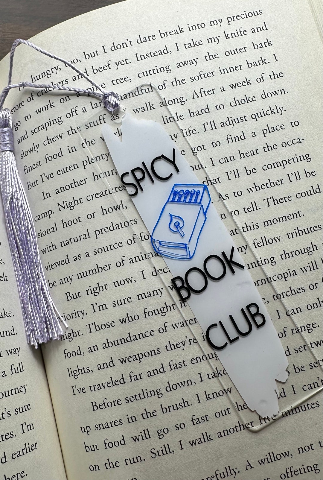 Spicy Book Club Bookmark | Clear Acrylic Bookmark With Purple Tassel ...