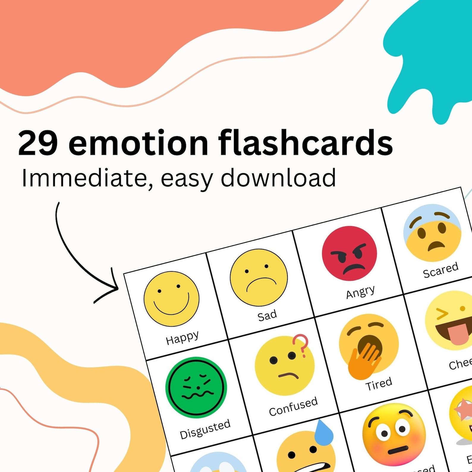 Emotion Flashcards; 29 Emotion Face Laminated Cards, Communication ...