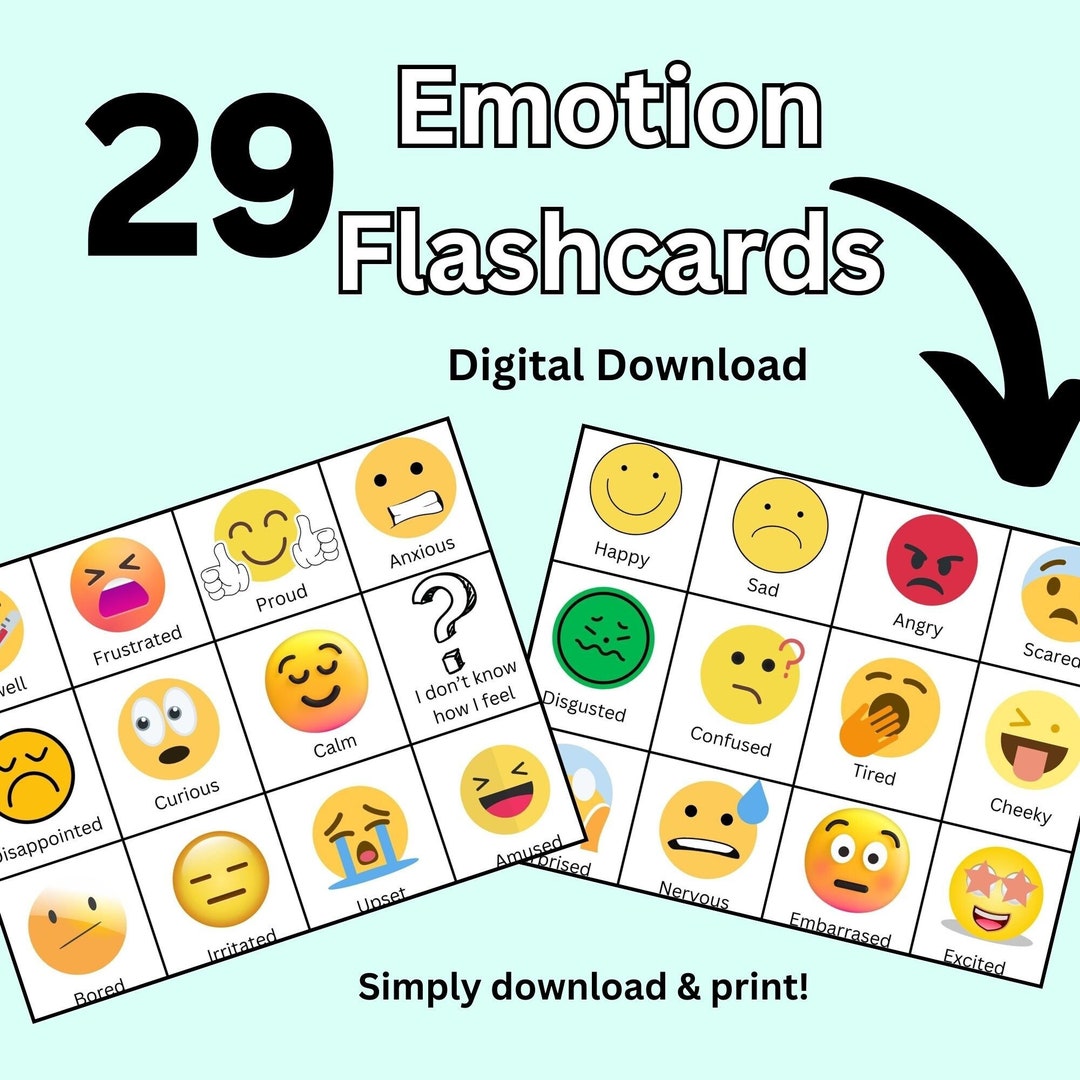 Emotion Flashcards; 29 Emotion Face Laminated Cards, Communication ...