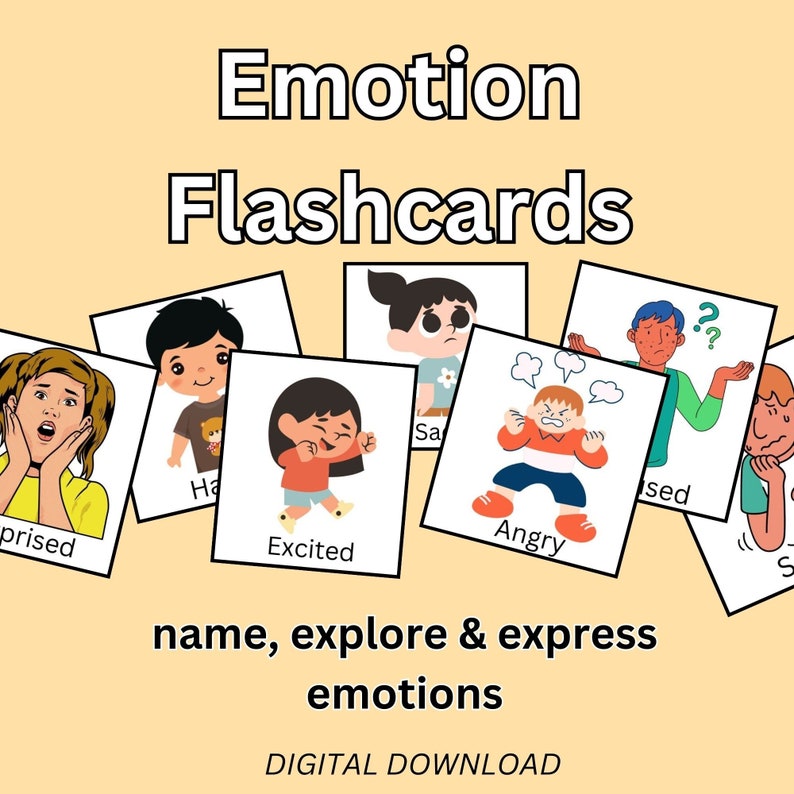 Emotion Flashcards; 17 Emotion Cards, Communication Cards, Feelings ...