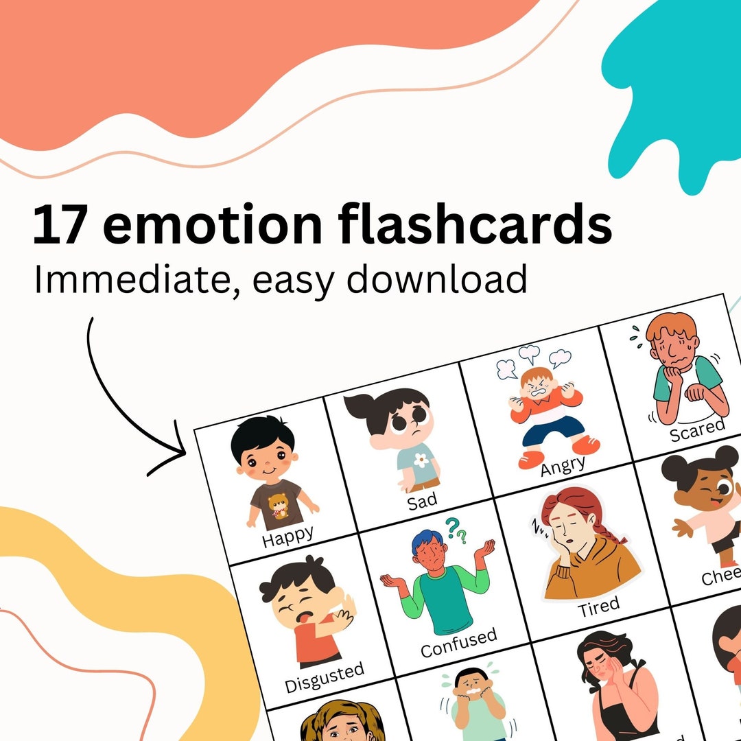 Emotion Flashcards 17 Emotion Cards, Communication Cards, Feelings ...