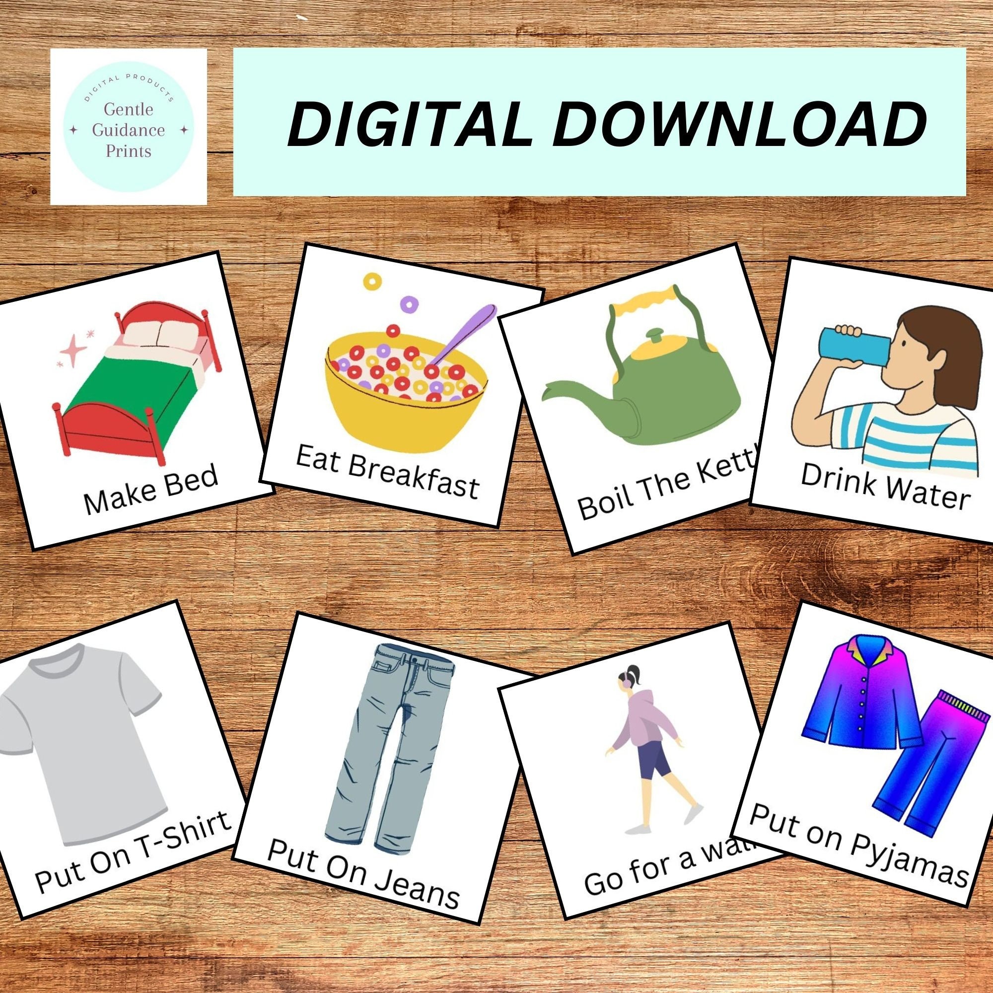 Daily Routine Cards, 60 Communication Cards, Printable Visual Aid ...