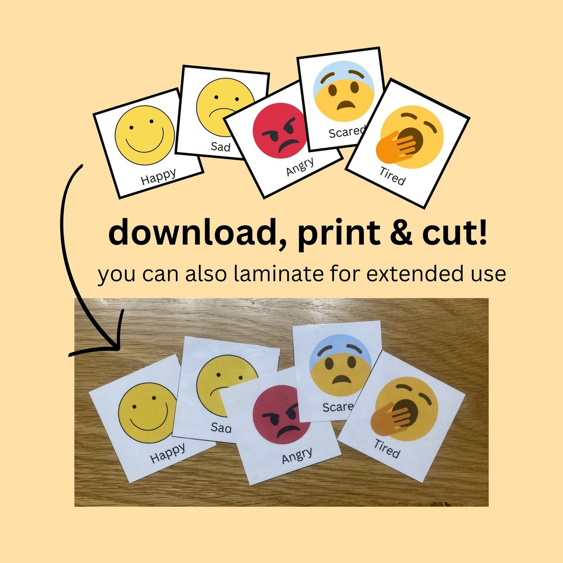 Emotion Flashcards; 29 Emotion Face Laminated Cards, Communication ...
