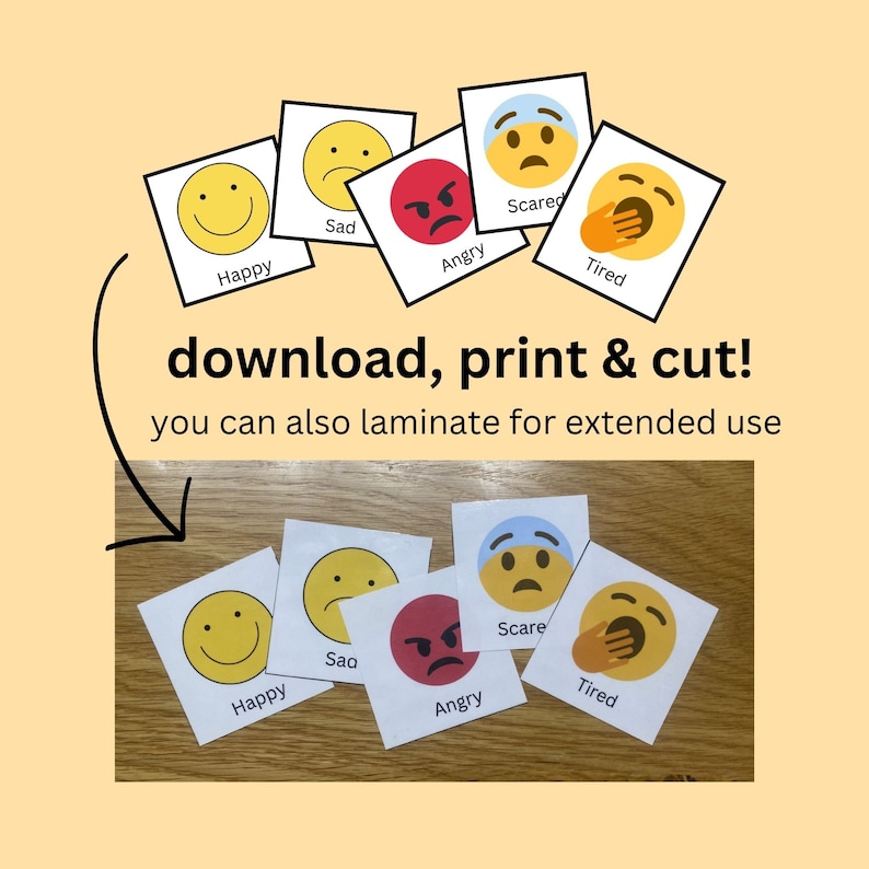 Emotion Flashcards; 29 Emotion Face Laminated Cards, Communication ...