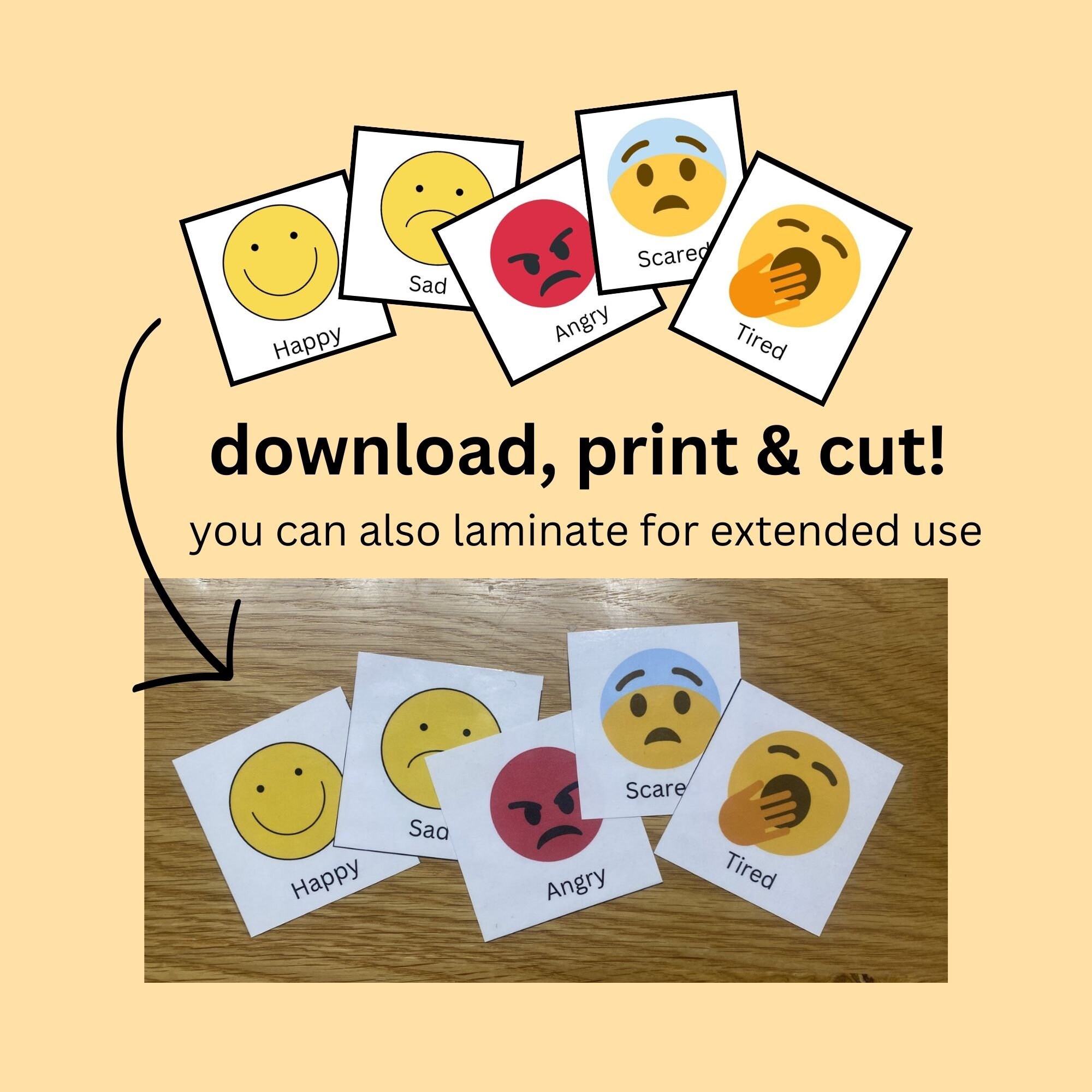 Emotion Flashcards; 17 Emotion Face Laminated Cards, Communication ...