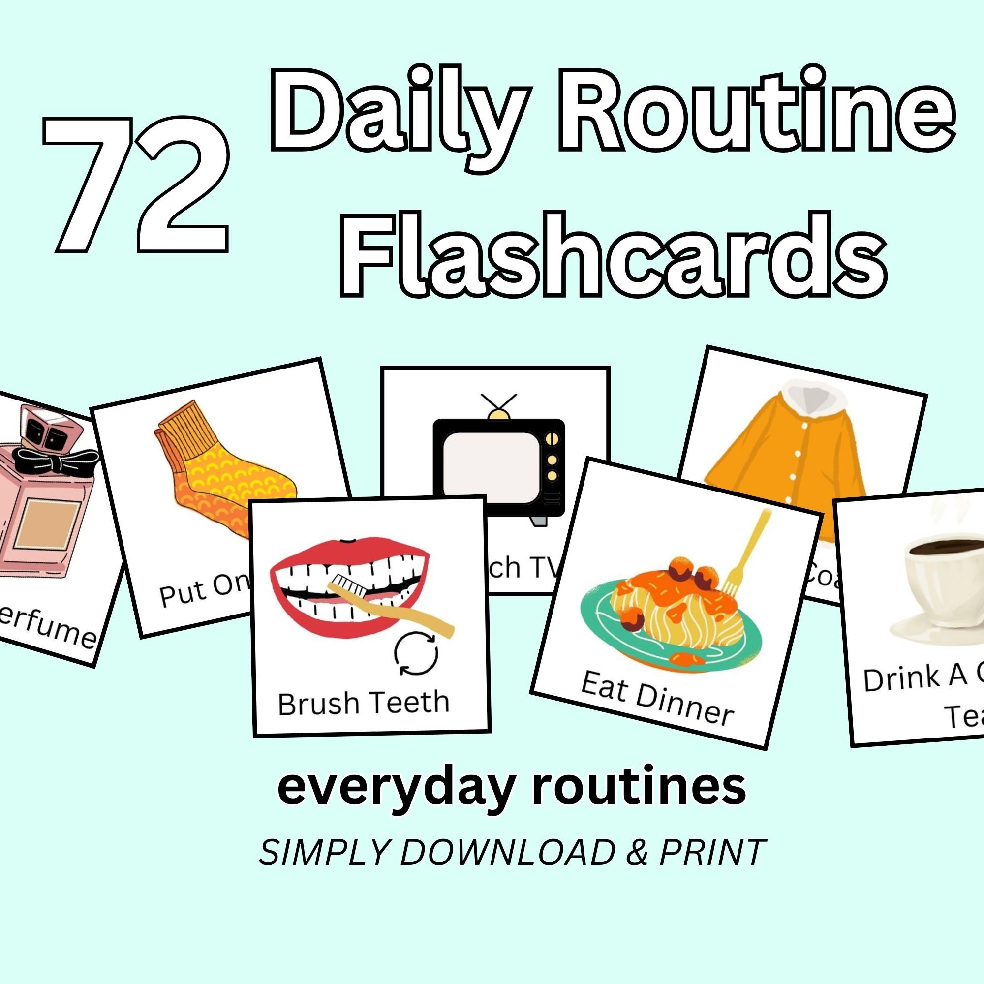 Daily Routine Cards, 60 Communication Cards, Printable Visual Aid ...