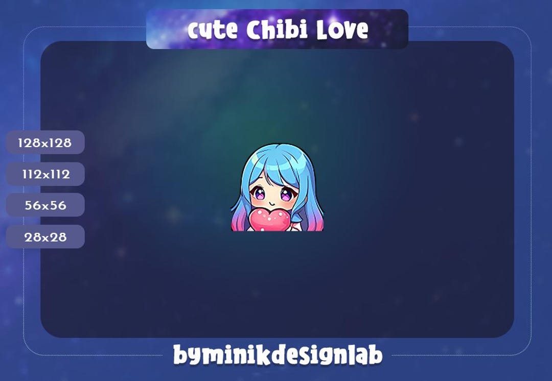 Cute Chibi Heart Emote Sticker, Kawaii Love Emoji Decal for Laptops ...