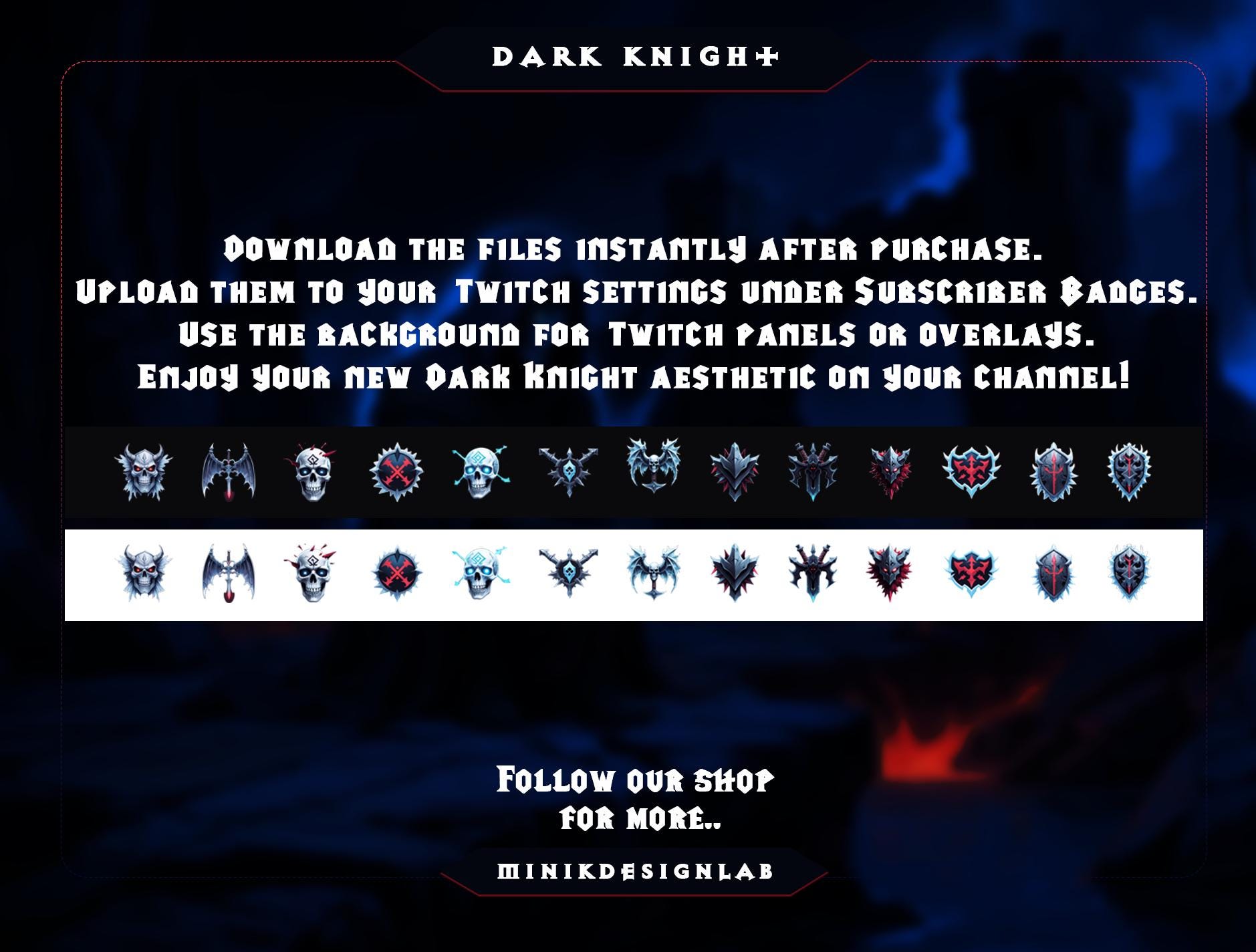Dark Knight Sub Badge Set & Wallpaper Pack – Ultimate Gamer Icons for ...