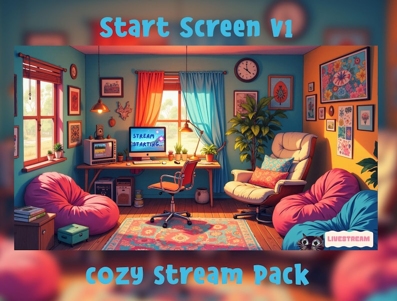 Aesthetic Cozy Stream Overlay Pack – Twitch & Youtube Screens (digital ...