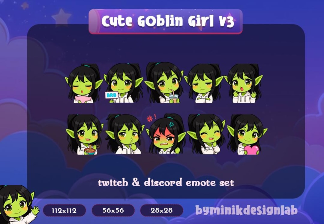 Goblin Girl Emote Pack Twitch & Discord Emotes Streamer Set Chibi Gamer ...