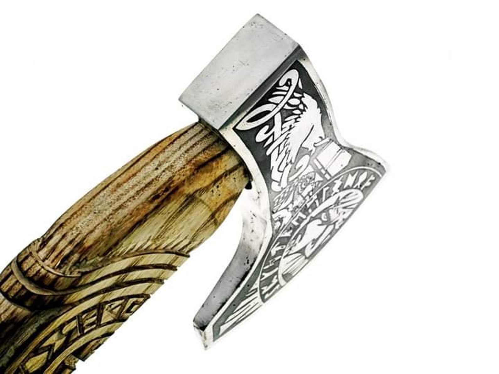 Hand Forged 1095 High Carbon Steel Ax Wengi Wood Carved Ax Throwing Ax ...