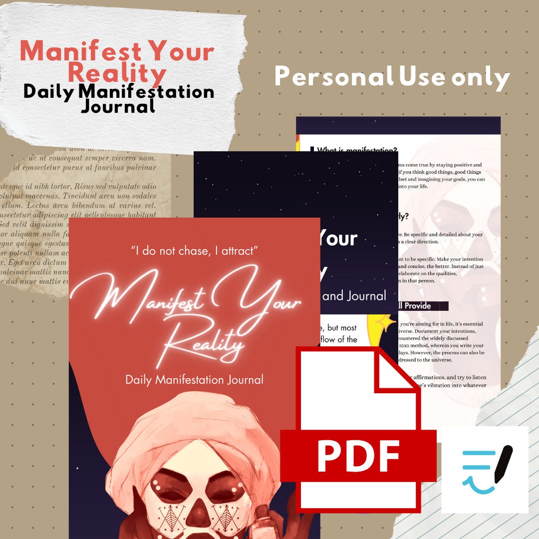 Manifest Your Reality Daily Manifestation Journal Template | Digital ...