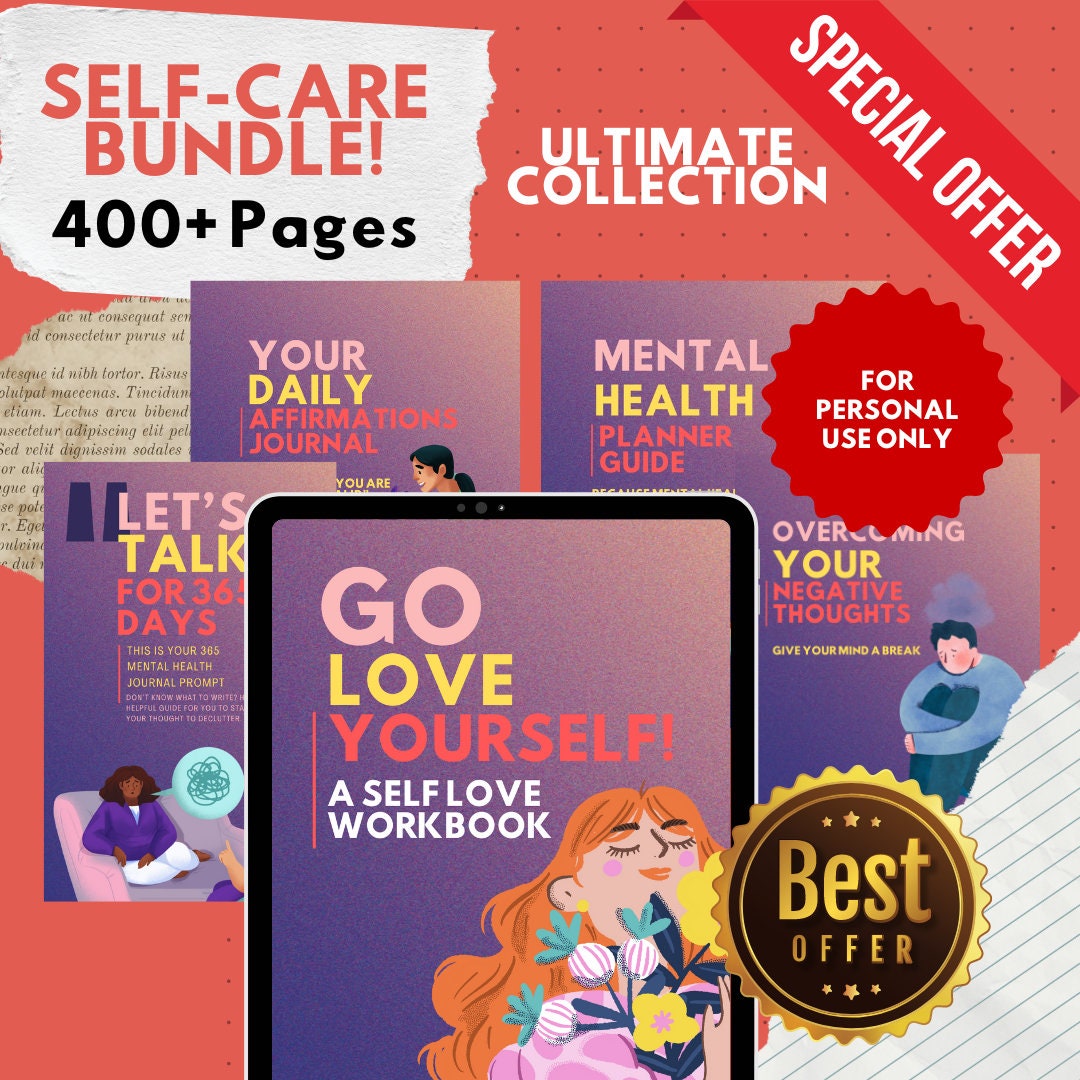 Ultimate Self-love Mental Wellbeing Canva Templates Bundle Daily ...
