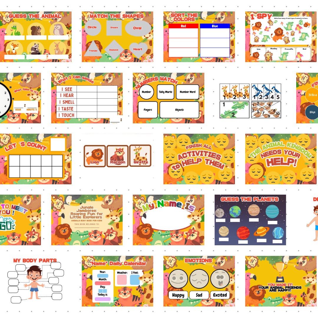 Junglee Jamboree Kids Busy Book - Canva Template | PLR & MRR Licensing ...