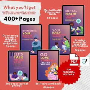 Ultimate Self-love Mental Wellbeing Canva Templates Bundle Daily ...