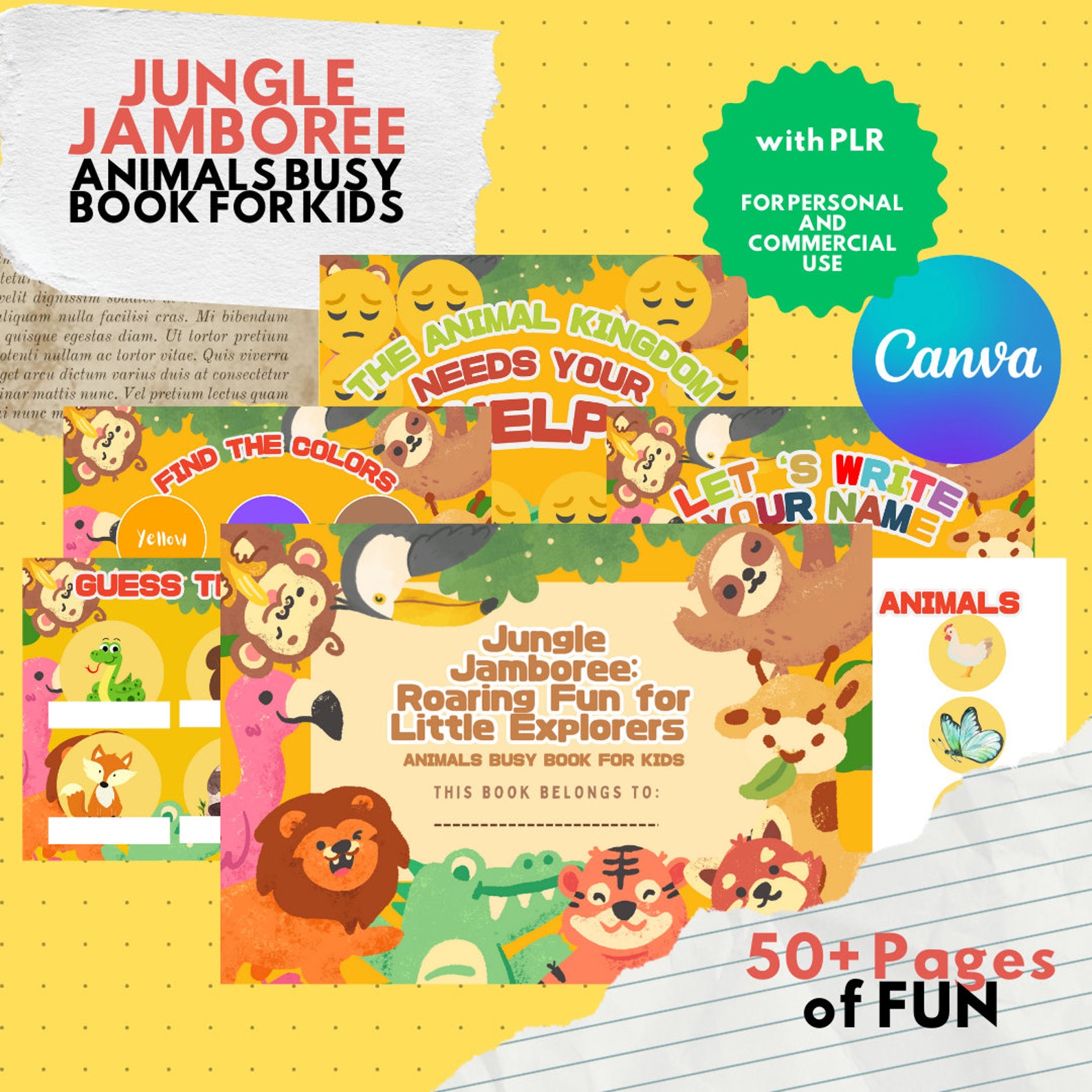 Junglee Jamboree Kids Busy Book - Canva Template | PLR & MRR Licensing ...