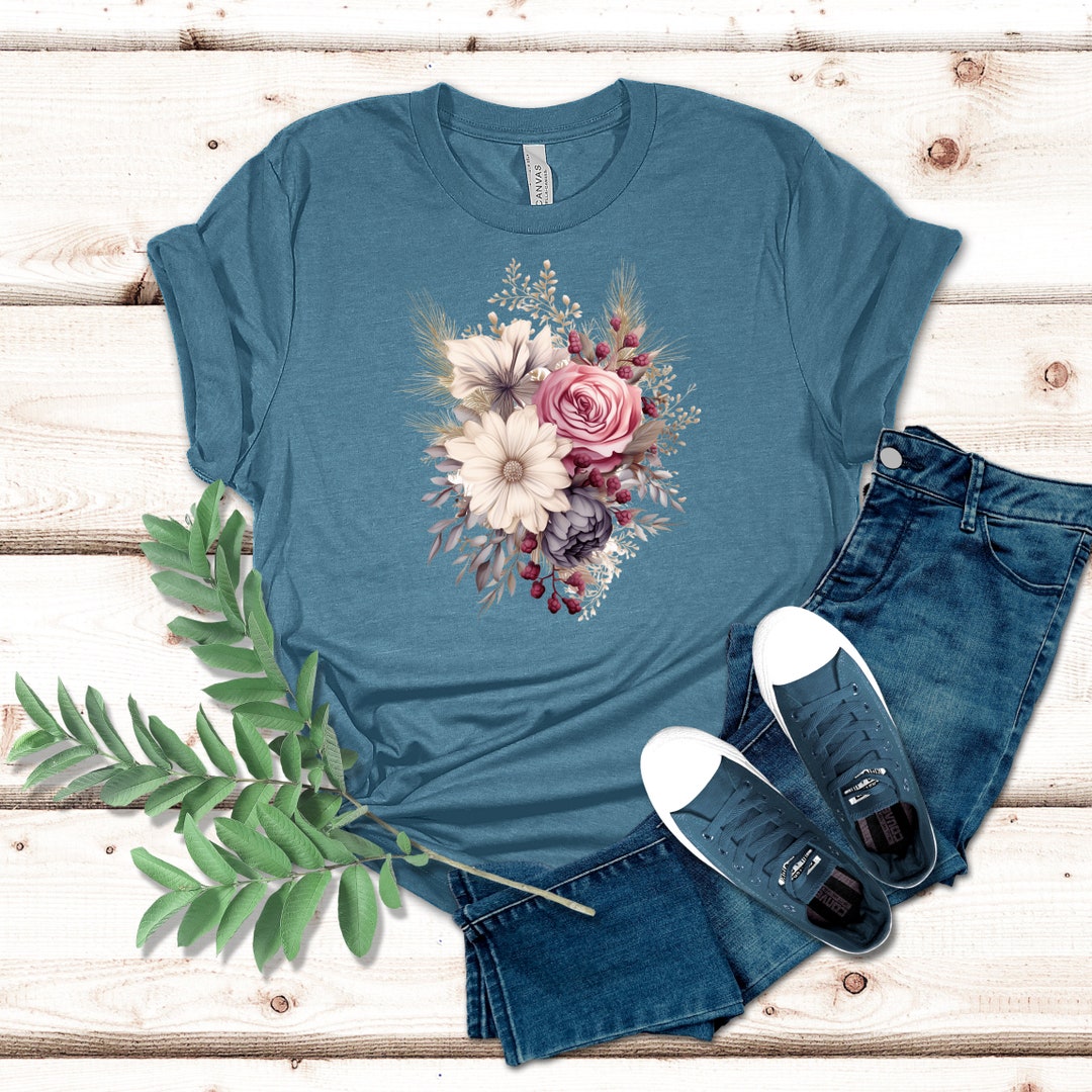 Flower T-shirt Floral Tee Flower Lover Gift Garden T-shirt Flower Print ...