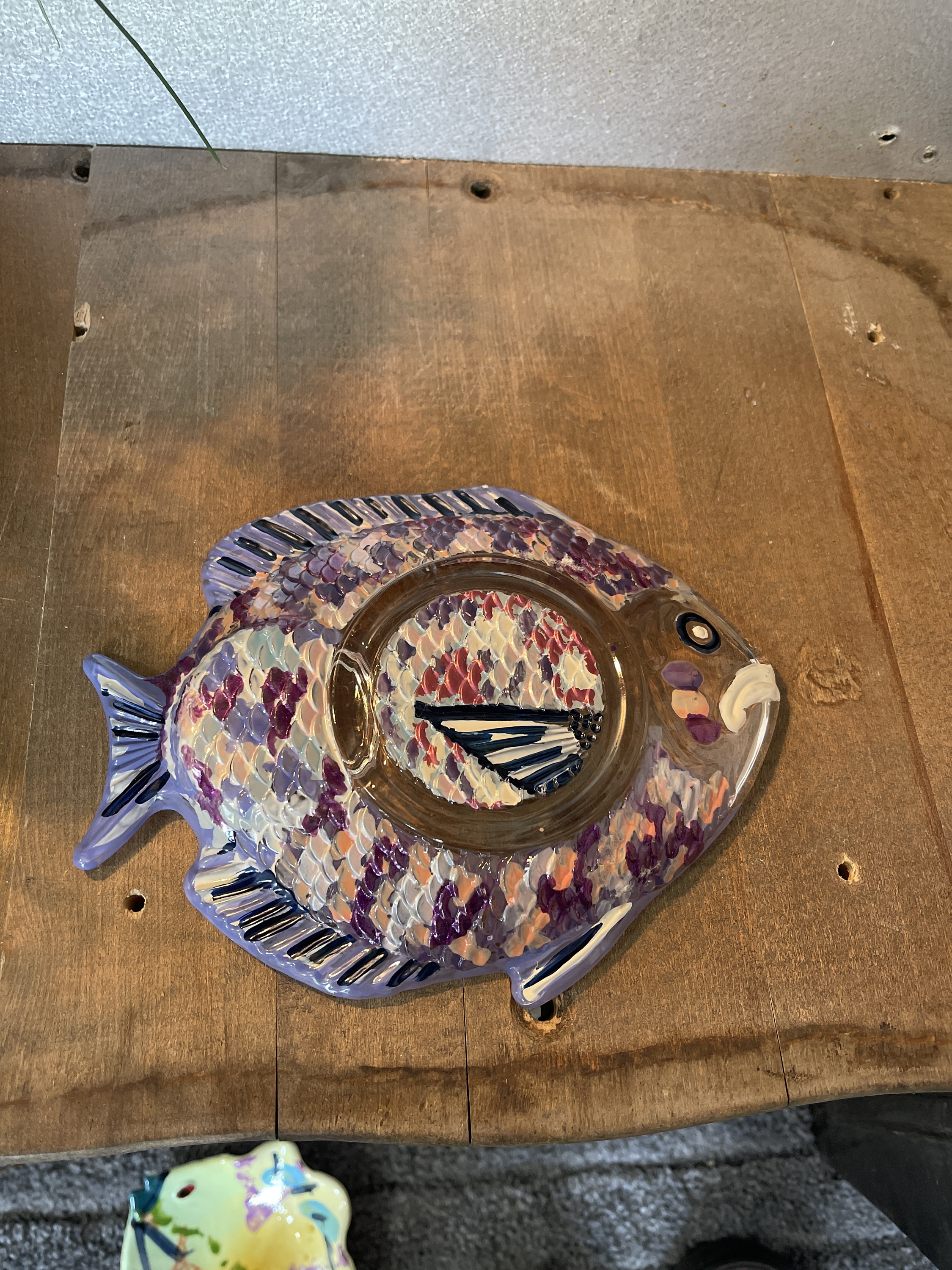 Reversed Painted 8 Inch Glass Fish Dish in Purple and Pink - Etsy