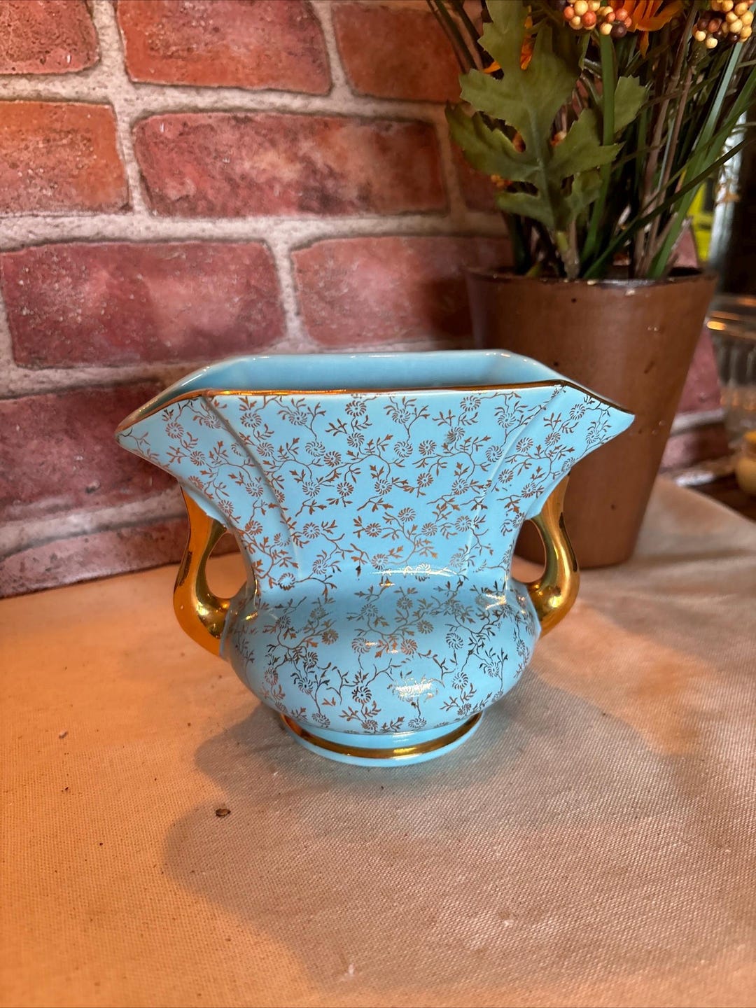 Vintage Blue/gold Pearl China Company 22 Kt. Gold U.S.A Vase - Etsy