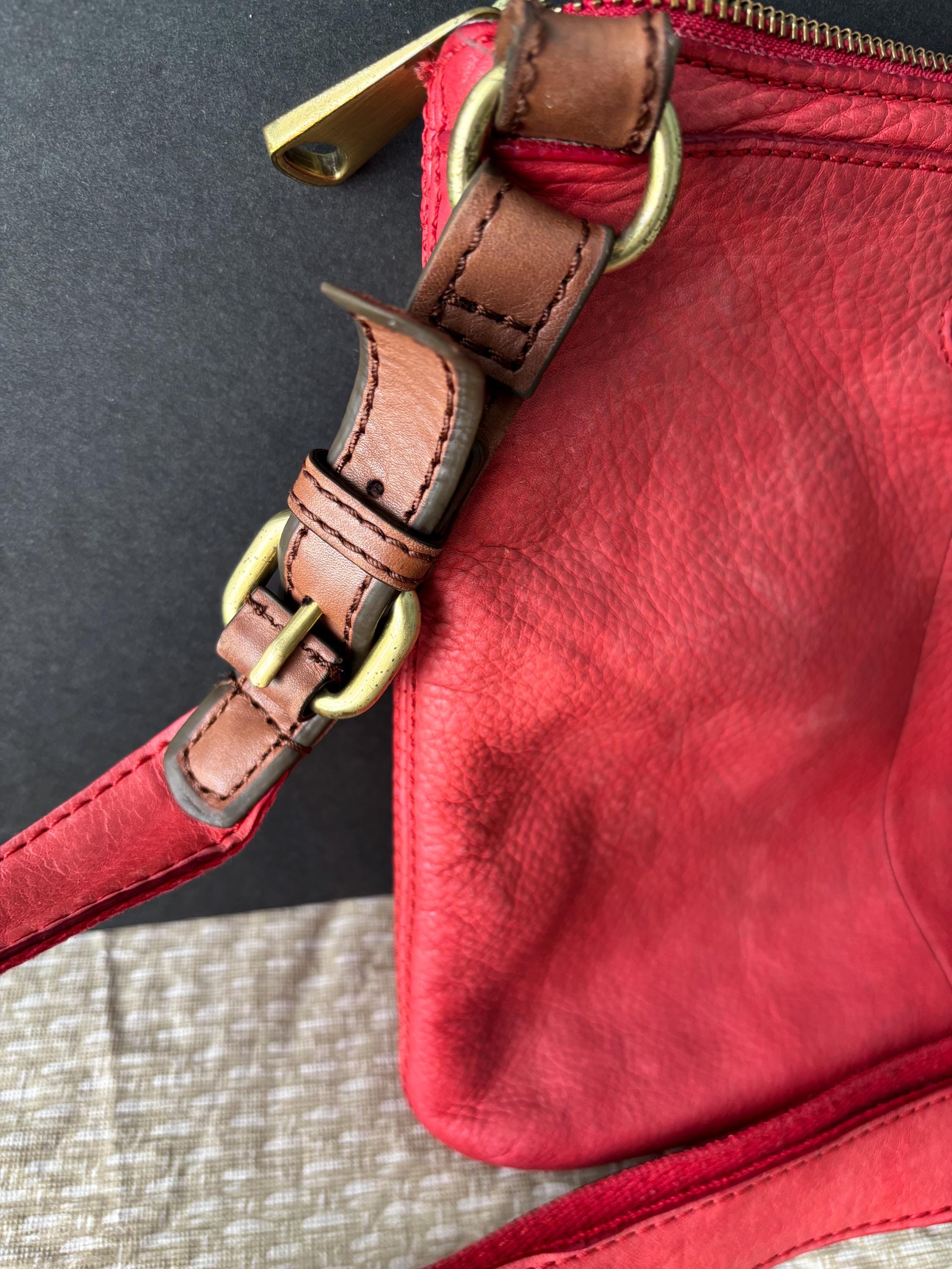 Vintage Red Leather Fossil Crossbody - Etsy