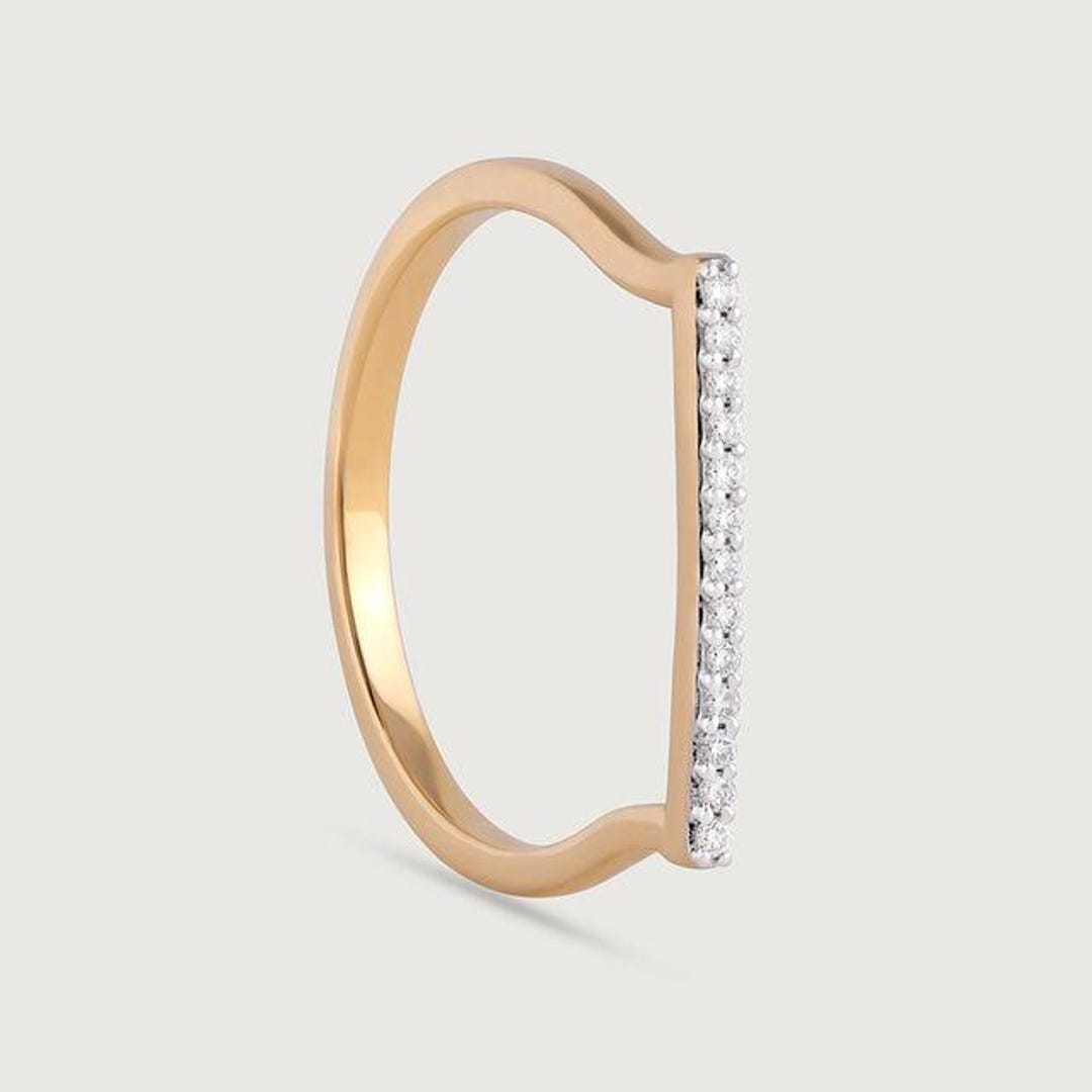Classic Sleek Gold & Diamond Ring for Women - Etsy