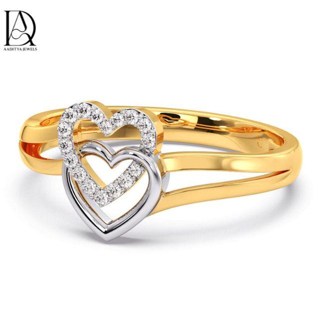 Double Heart Love Diamond Ring for Women - Etsy