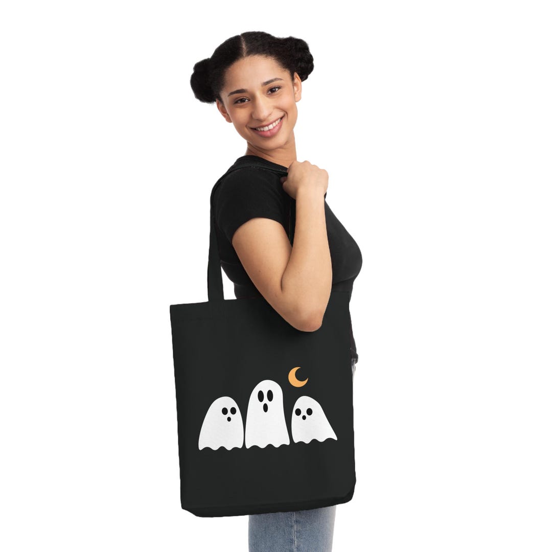 Ghost Tote Bag, Woven Tote Bag, Ghost Bag, Black Tote Bag, Recycled ...