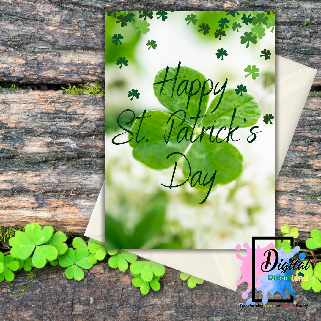 PRINTABLE St. Patrick's Day Card Four Leaf Clover Cute Card for Friend ...