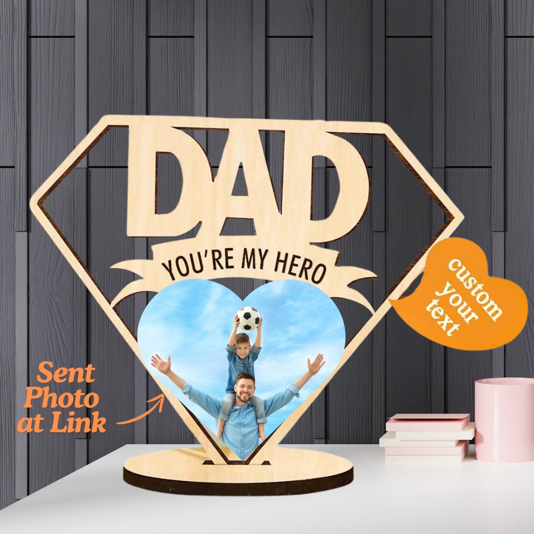 Personalized Father's Day Wooden Sign Custom Photo and Text Plaque for ...