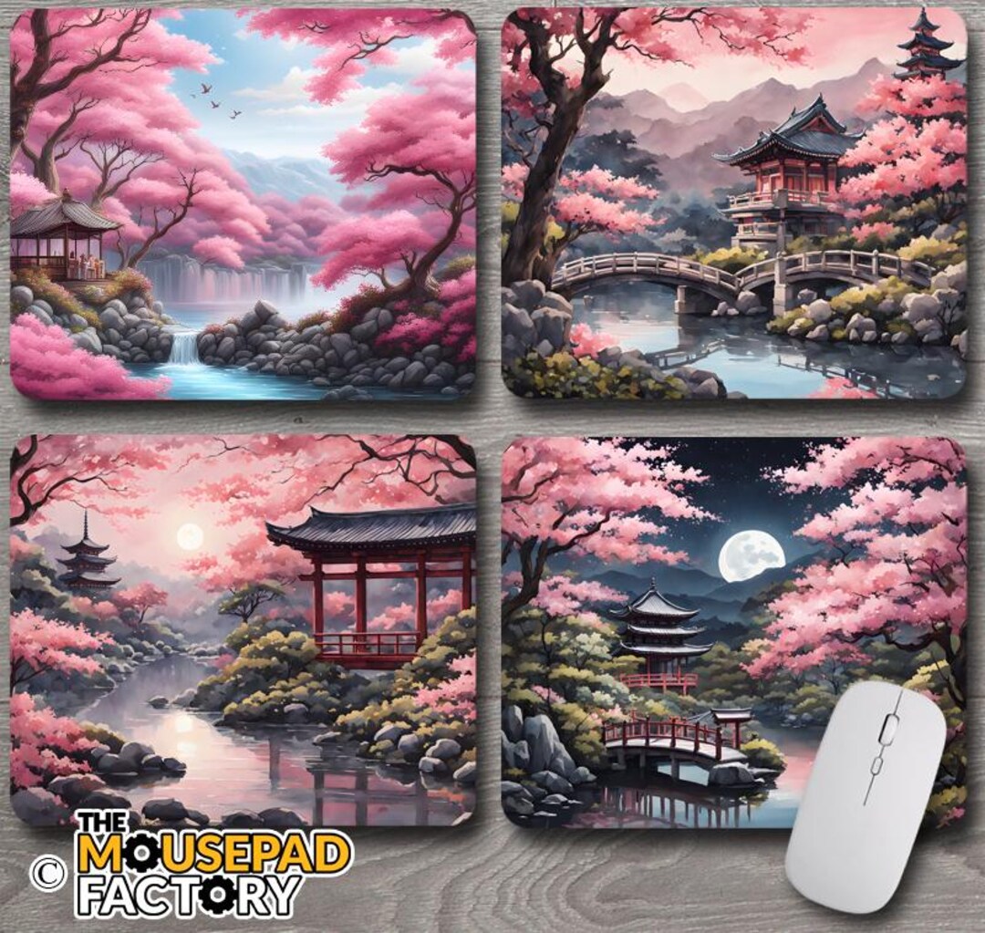 SAKURA Mouse Pad / PC Mousepad Mat Japanese Garden Cherry Blossoms ...