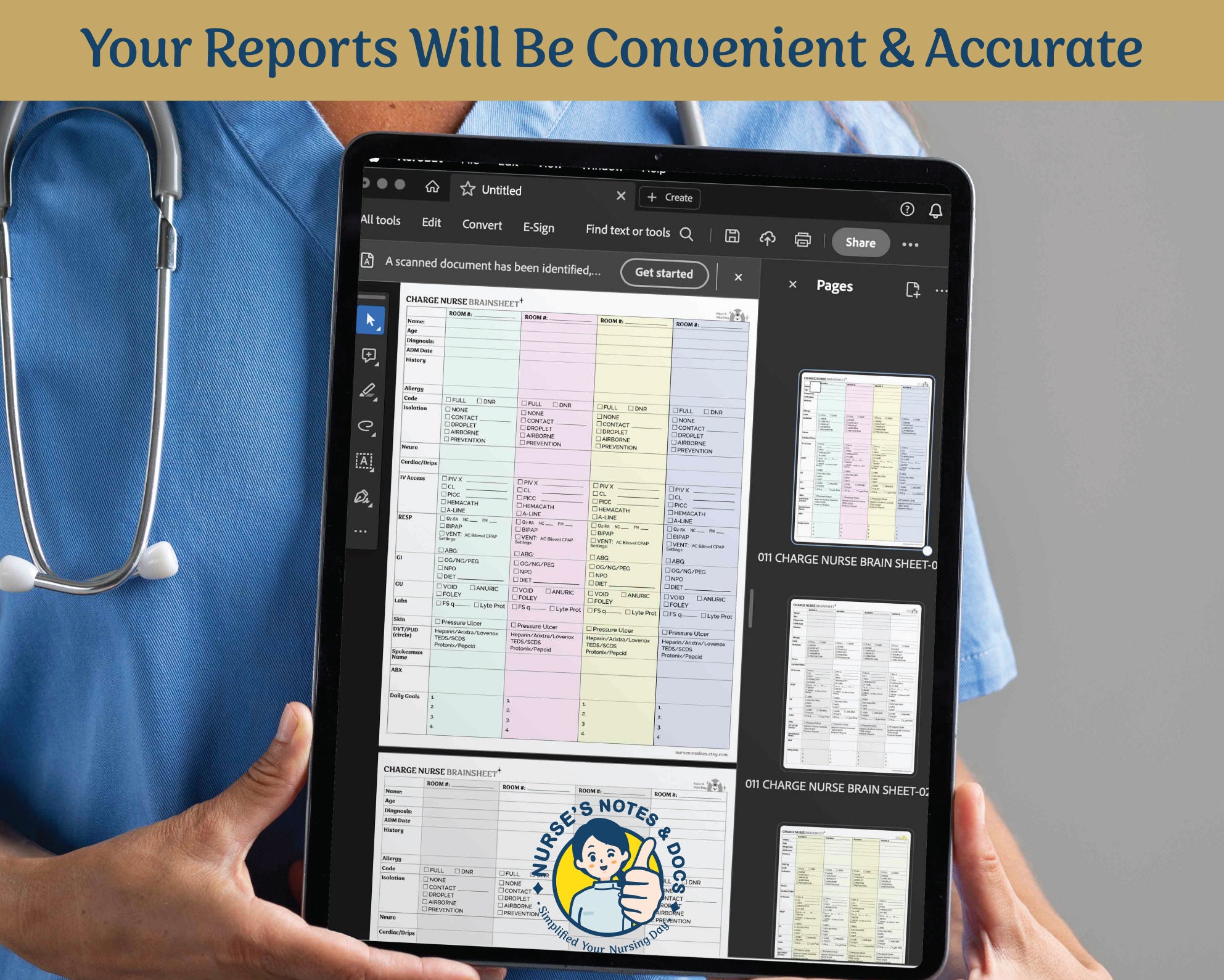 Charge Nurse Brain Sheet: 4 Patient Report (PDF) - Etsy