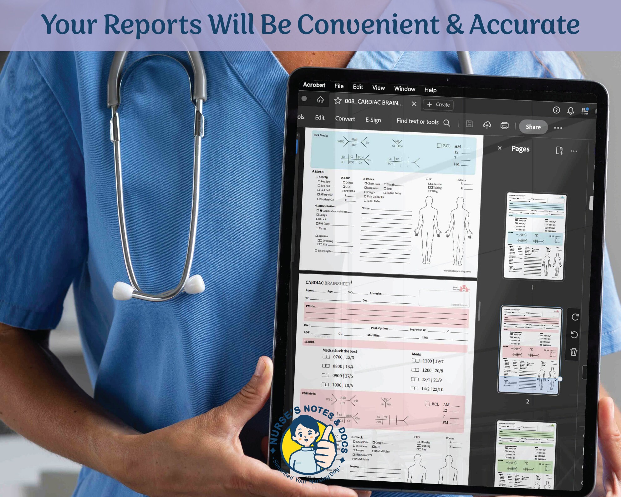 Cardiac Brain Sheet, RN ICU Report Sheet, Critical Care Report Sheet ...